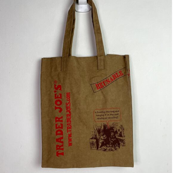 Trader Joe'S | Bags | Trader Joes Rare Paper Washable Grocery Tote Bag ...